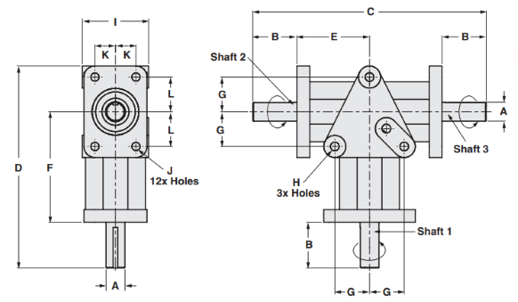 Three-Way 90 Degree Gearbox | C139801